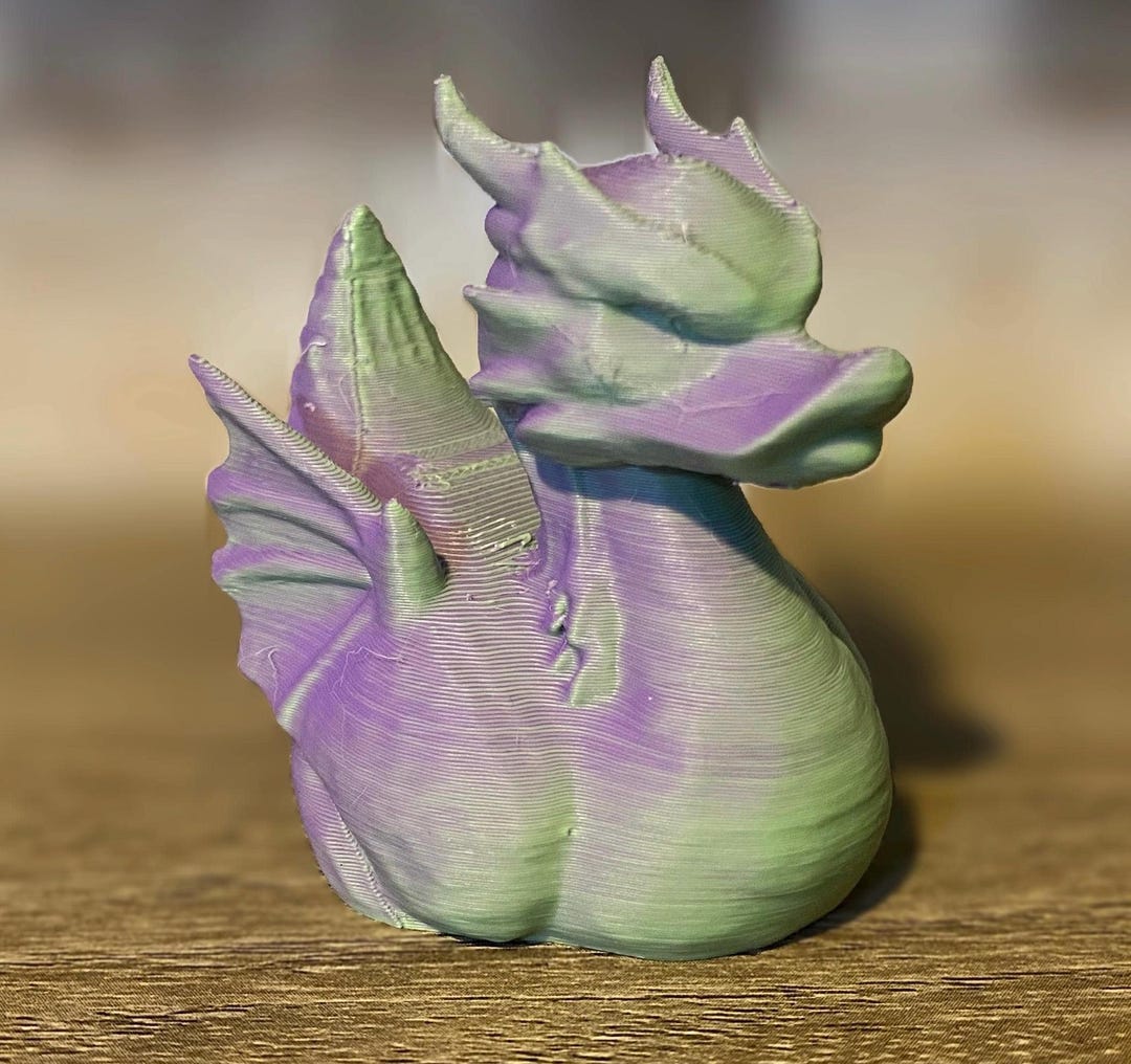 Dragon Duck - Green Purple- 3D Printed Figurine - Car Dashboard Decor ...