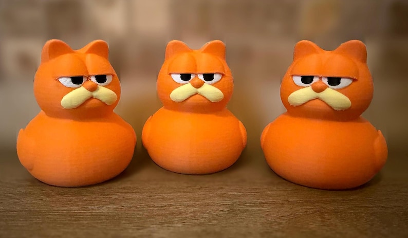 Orange Grump Cartoon Cat Duck - 3D Printed Figurine - Jeep Ducking Gift ...