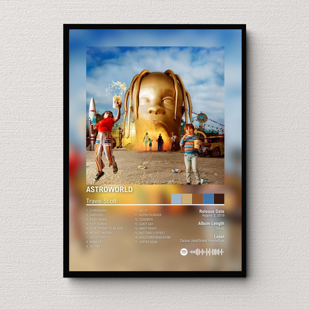 Travis Scott ASTROWORLD Poster Digital Poster Hip Hop Poster Album ...