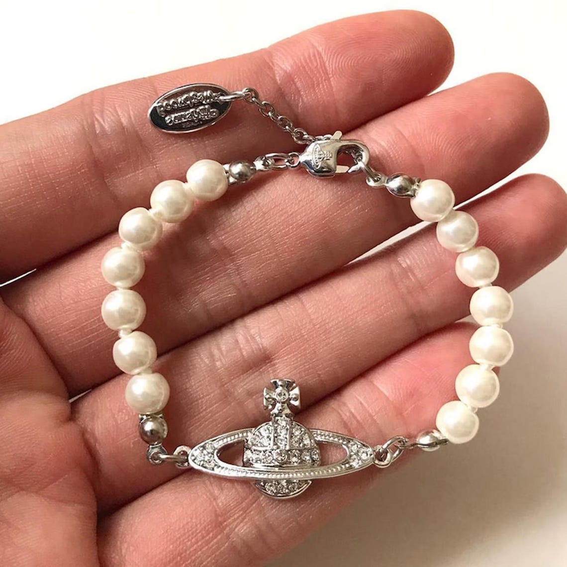 Vivienne Westwood Silver Pearl Saturn Bracelet - Etsy