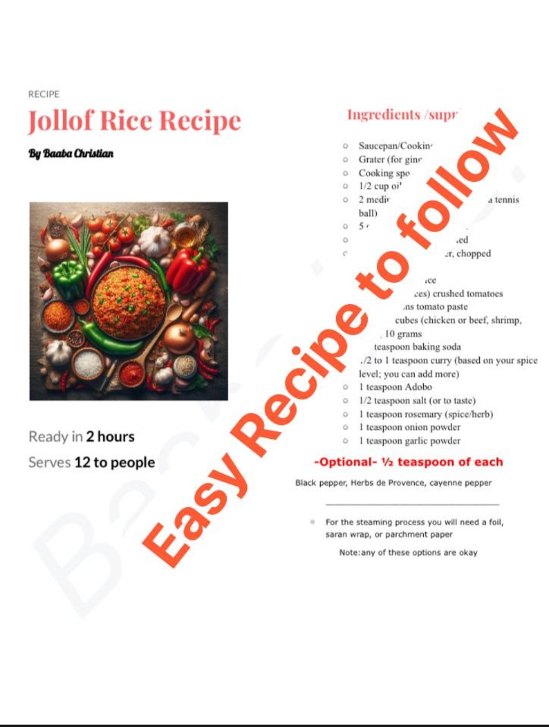 The Ultimate Jollof Rice Recipe - Instant Digital Download! /easy to ...