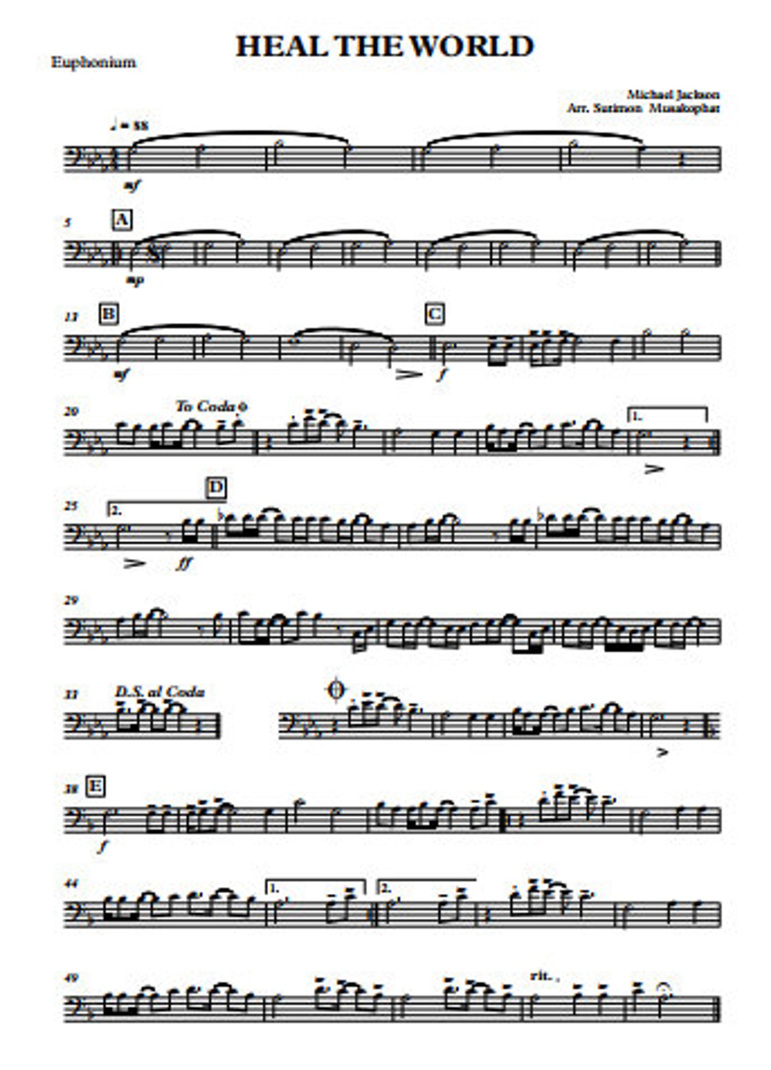 Heal the World-score and Parts Band Type: Symphonic - Etsy Canada