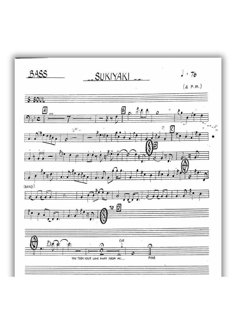 Sukiyaki Digital Sheet Music Song for Professional Players. It Has 4 ...