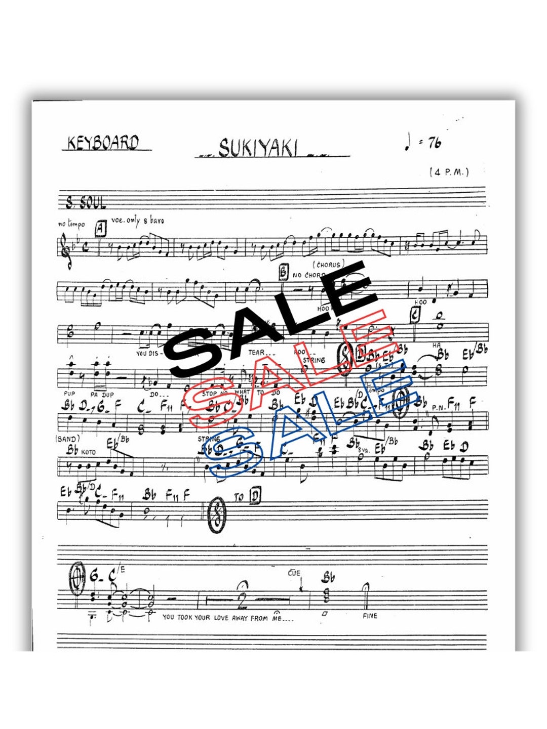 Sukiyaki Digital Sheet Music Song for Professional Players. It Has 4 ...