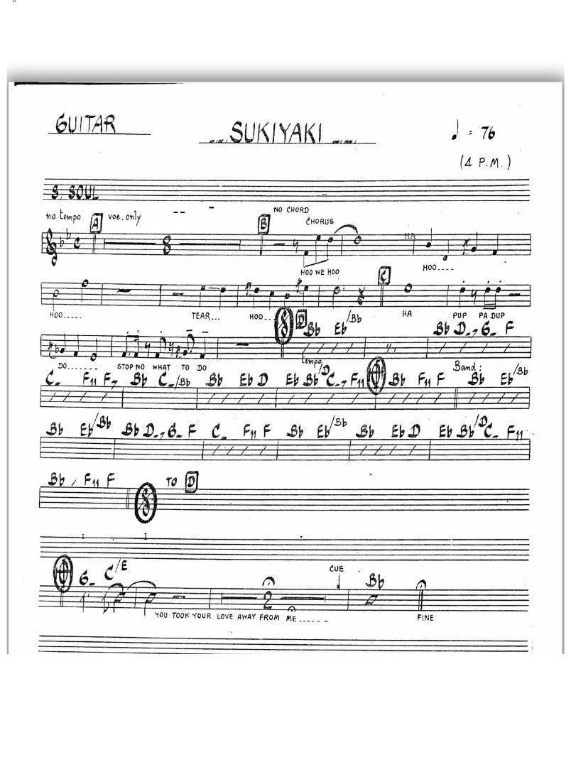 Sukiyaki Digital Sheet Music Song for Professional Players. It Has 4 ...