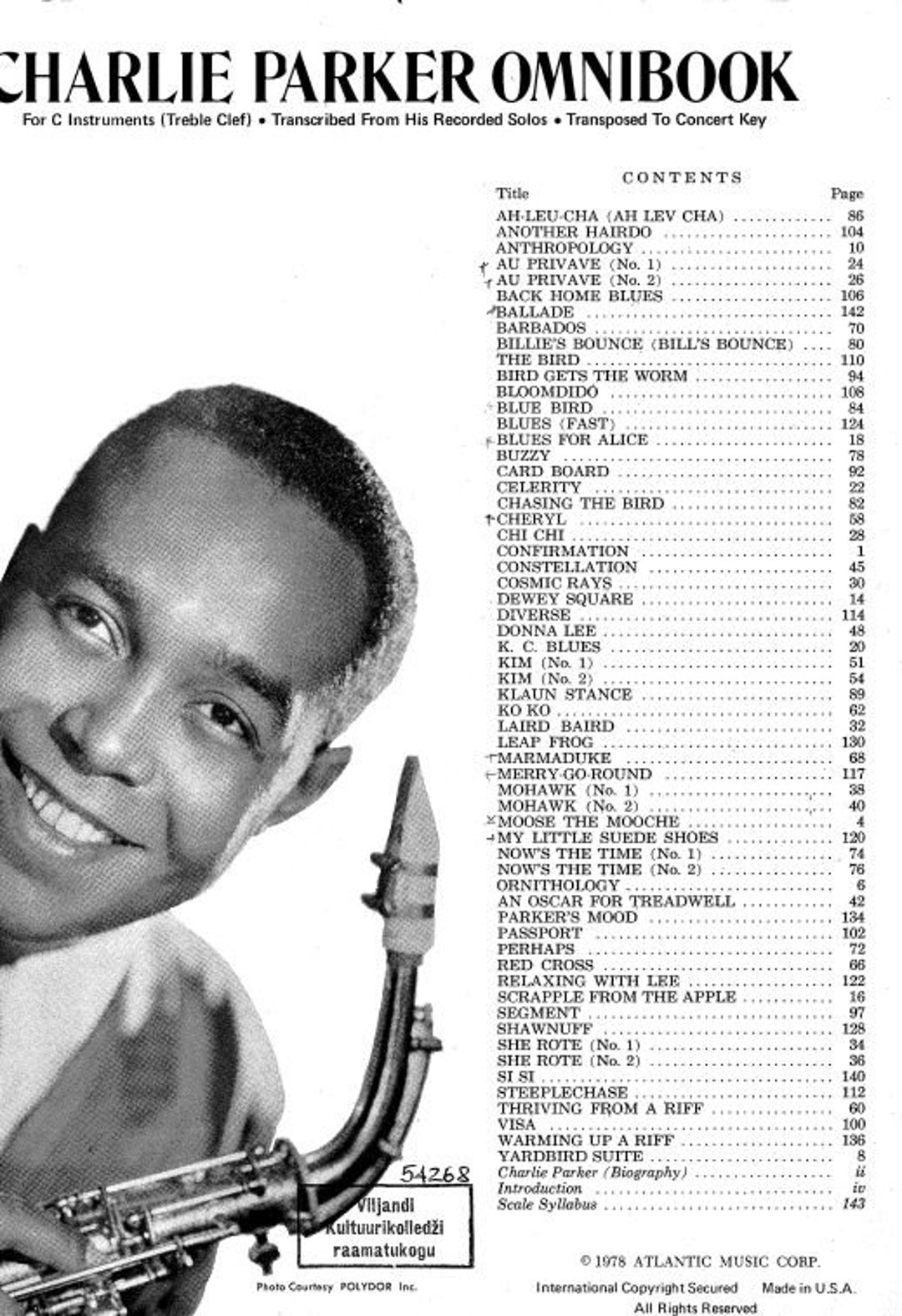 Charlie Parker Omnibook Digital Sheet Music Song for Professional ...