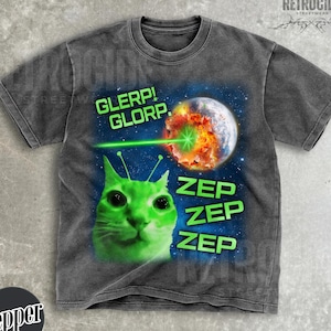 Glerp Glorp Funny Alien Cat Meme Tee Shirt Gift for Woman and Man ...