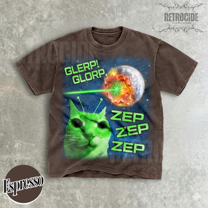 Glerp Glorp Funny Alien Cat Meme Tee Shirt Gift for Woman and Man ...