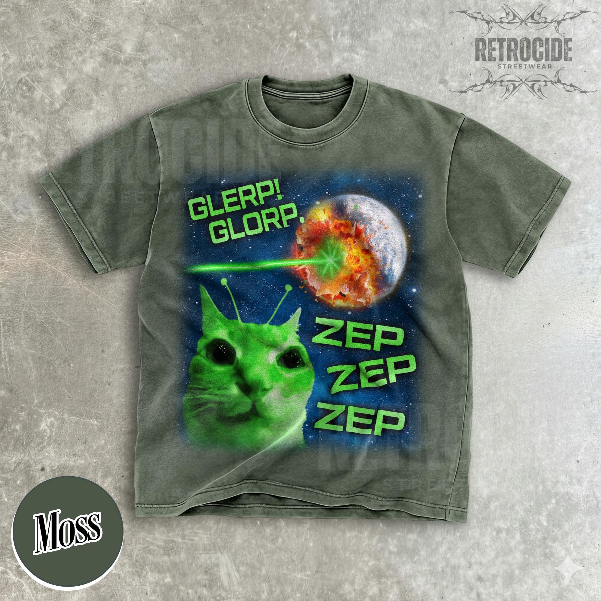 Glerp Glorp Funny Alien Cat Meme Tee Shirt Gift for Woman and Man ...