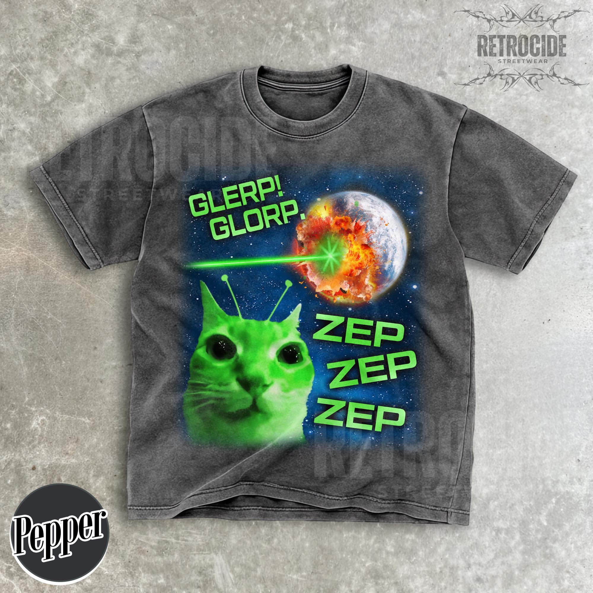 Glerp Glorp Funny Alien Cat Meme Tee Shirt Gift for Woman and Man ...