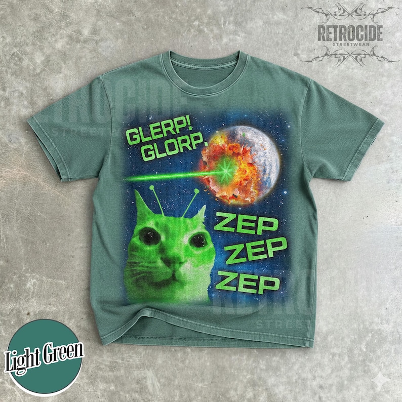 Glerp Glorp Funny Alien Cat Meme Tee Shirt Gift for Woman and Man ...