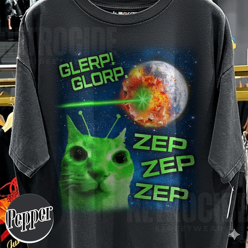 Glerp Glorp Funny Alien Cat Meme Tee Shirt Gift for Woman and Man ...