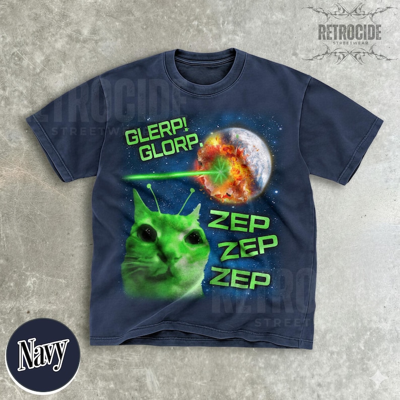 Glerp Glorp Funny Alien Cat Meme Tee Shirt Gift for Woman and Man ...