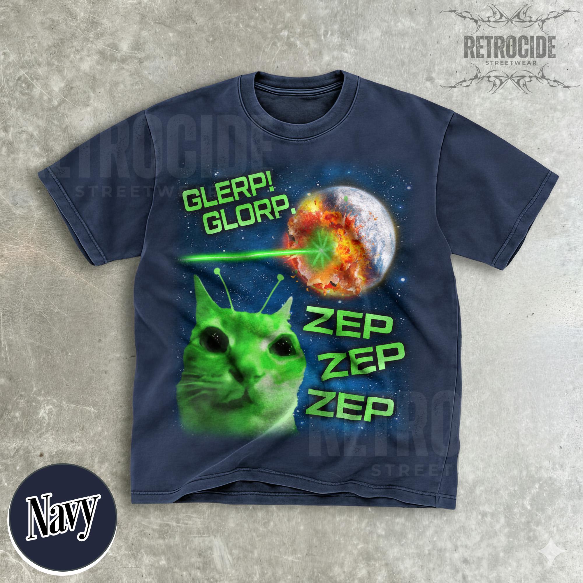 Glerp Glorp Funny Alien Cat Meme Tee Shirt Gift for Woman and Man ...