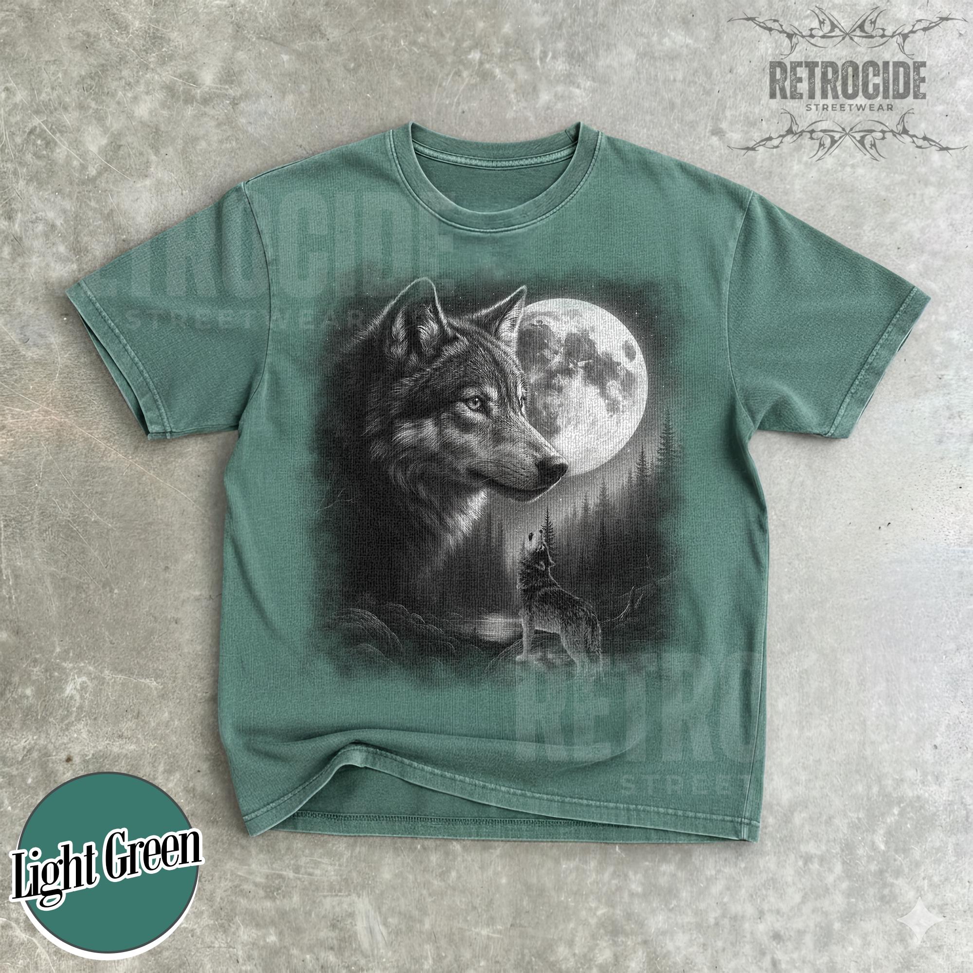Vintage Wolf 90s Halftone Shirt,wolf Lovers Retro Moon Tee, 2000s ...
