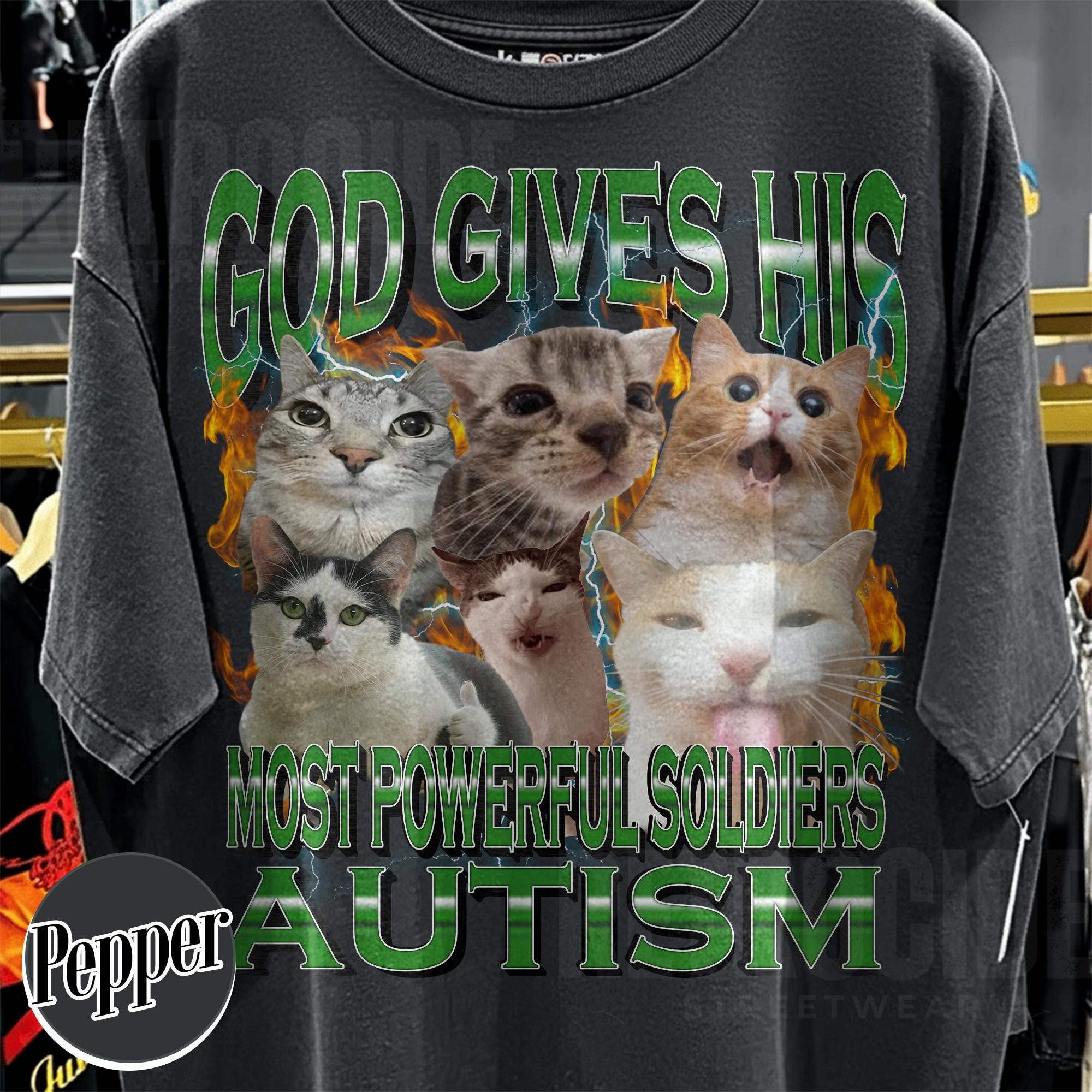 God Gives His Most Powerful Soldiers Autism Cat Meme Shirt, Retro 90s ...