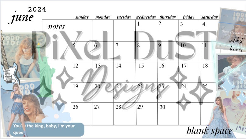 Swiftie Calendar Printable PDF Music Lover Gift Taylor Fan Eras Tour ...