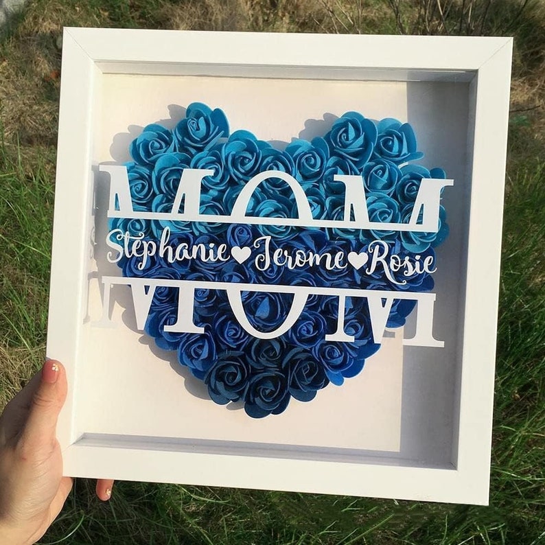 Custom Mom Rose Flower Shadow Box Frame,personalized Flower Shadowbox ...