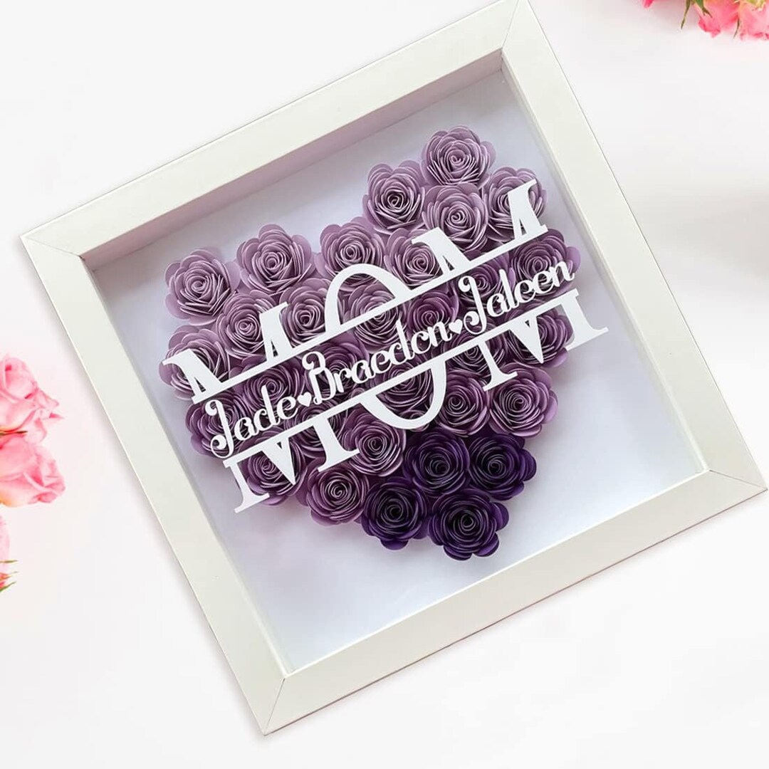 Custom Mom Rose Flower Shadow Box Frame,personalized Flower Shadowbox ...