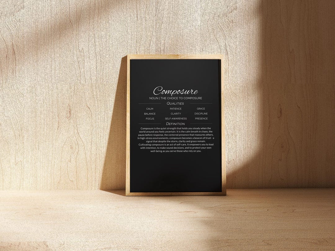 Composure Inspirational Wall Art – Minimalist Definition Quote Print ...
