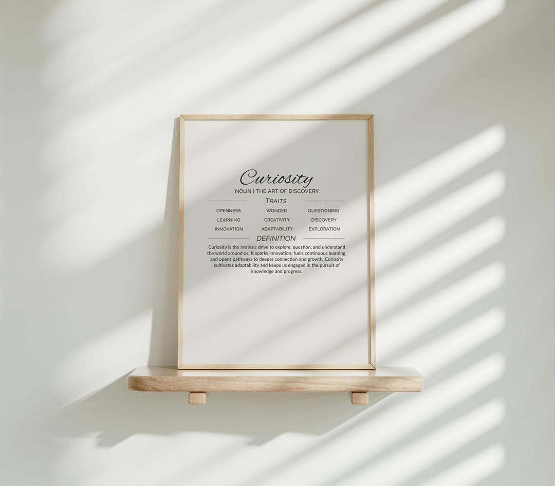 Curiosity Definition Print | Wonder Quote Wall Art, Lifelong Learning ...