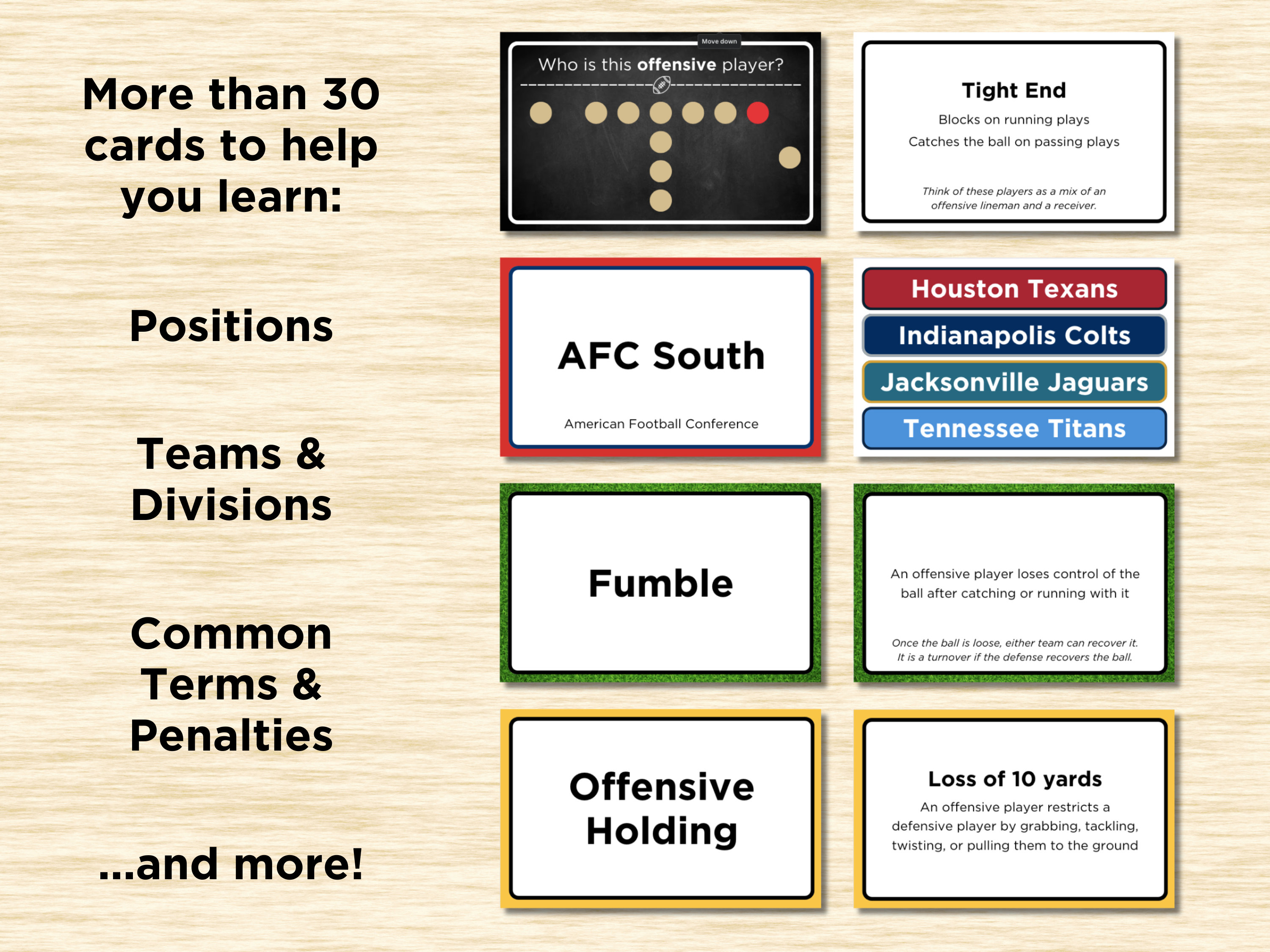 Printable Football Flashcards: Learn NFL Teams, Positions, and Basic ...