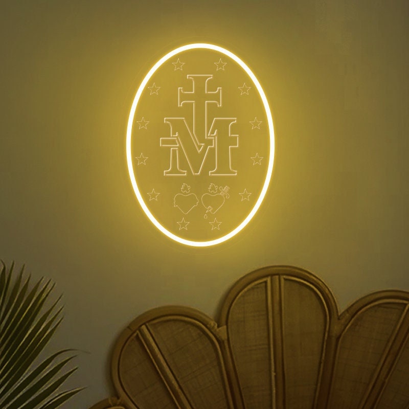 Marian Catholic Symbol Neon Sign,catholic Gifts for Women,marian ...
