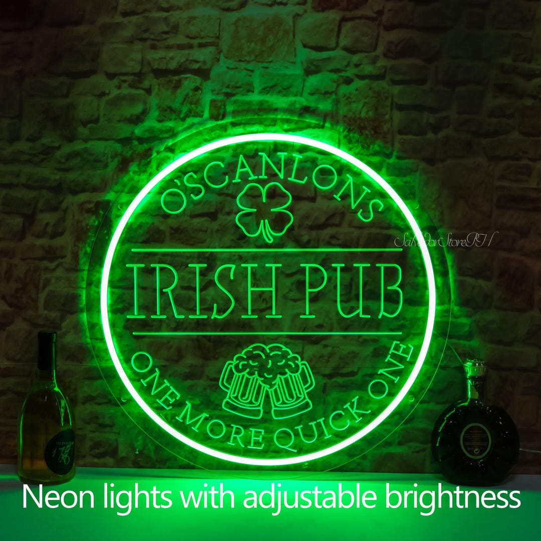 Custom Irish Pub Neon Sign,bar Neon Sign,whiskey Irish Bar Sign,man ...