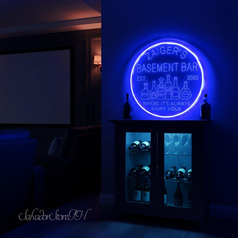 Personalized Bar Neon Sign: Whiskey, Tequila, Cocktail,man Cave Decor ...