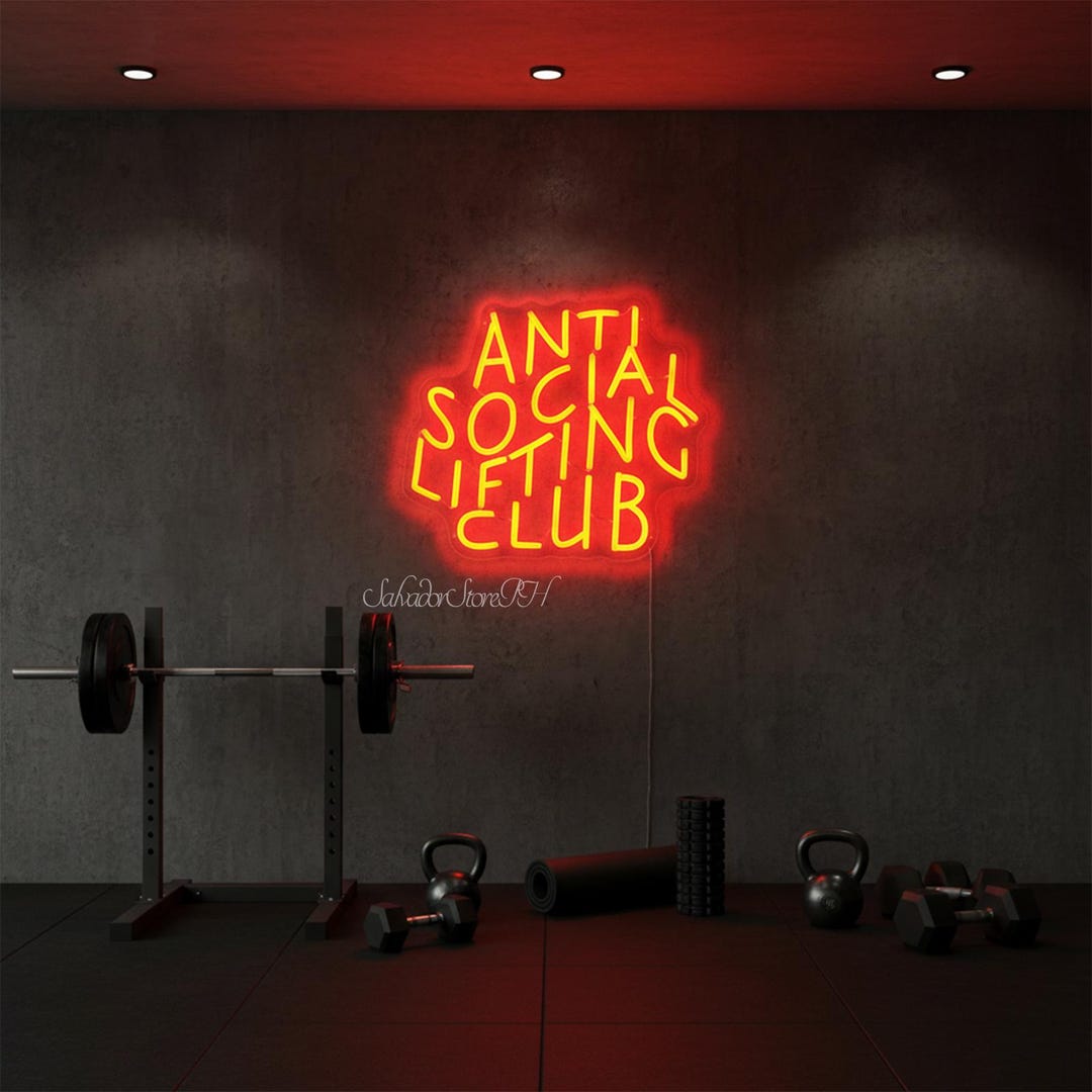 Anti Social Lifting Club Neon Sign: Home Gym Wall Decor - Etsy