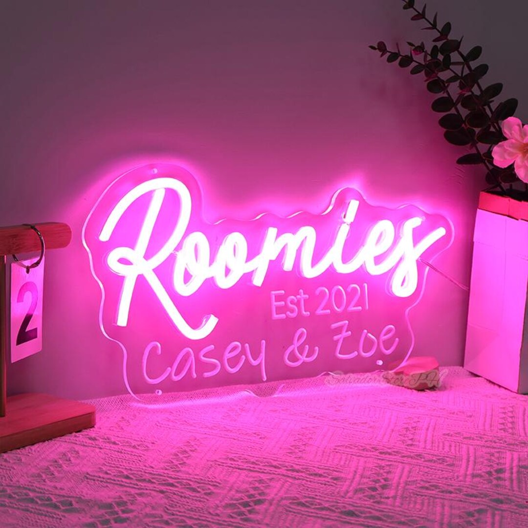 Roomies Neon Sign,custom Roommates Name Sign,wall Decor for College ...