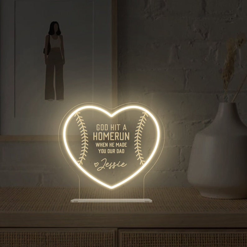 Personalized Baseball Neon Sign, God Hit A Homerun When He Made You My ...