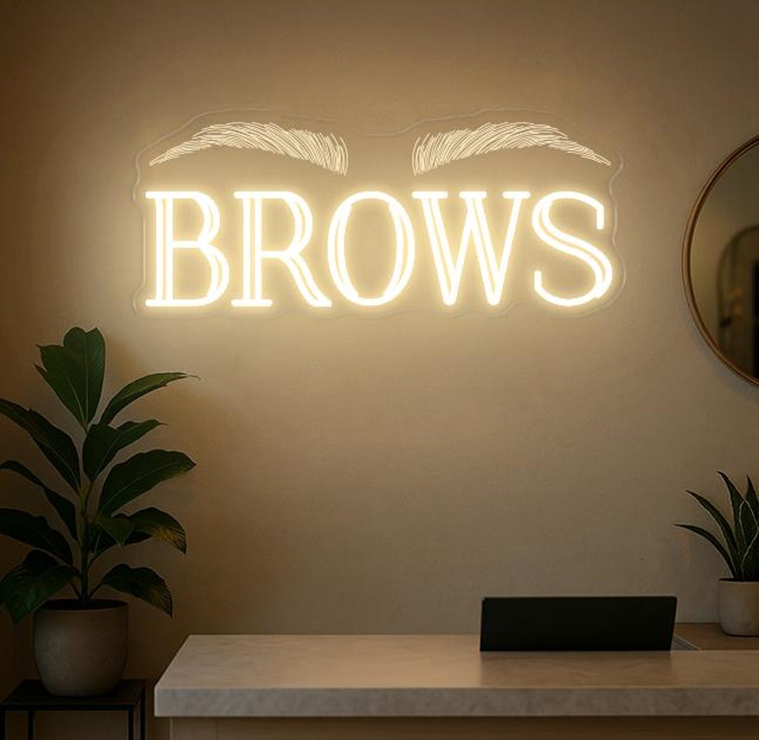 Brows Neon Sign: Beauty Room Decor, Spa & Nail Studio - Etsy