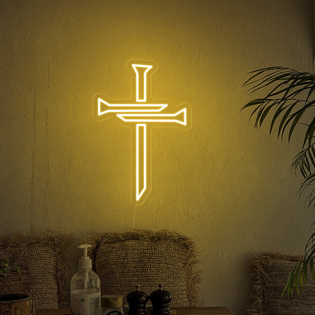 Three Nails Cross Christian Neon Sign,christian Home Decor, Faith Based ...