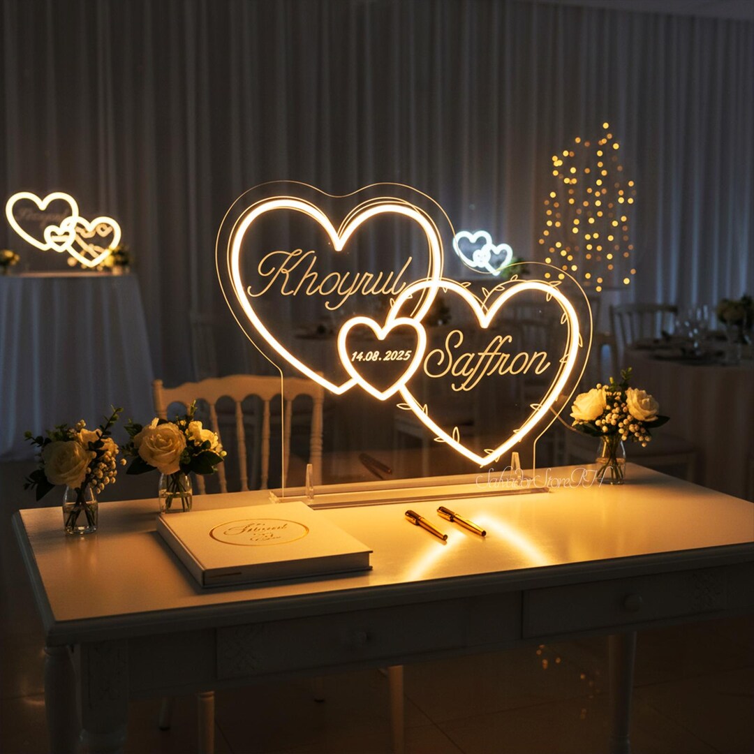 Personalized Wedding Heart LED Neon Sign,reception Sweetheart Table ...