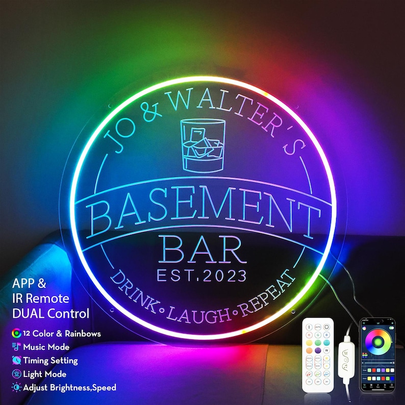 Personalized Bar Neon Sign: Whiskey, Tequila, Cocktail,man Cave Decor ...