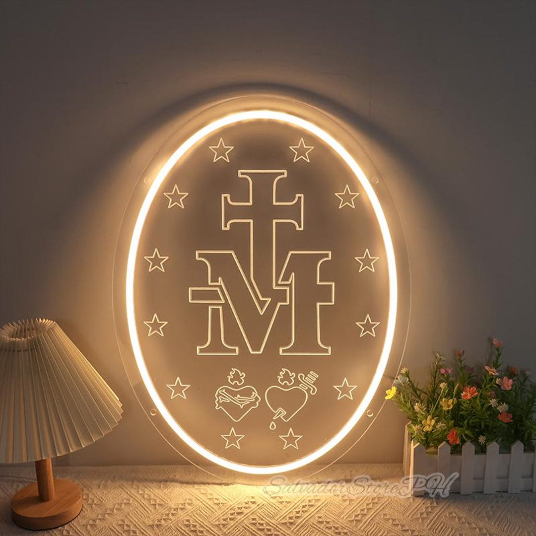 Marian Symbol Neon Sign: Sacred Heart Catholic Gift - Etsy