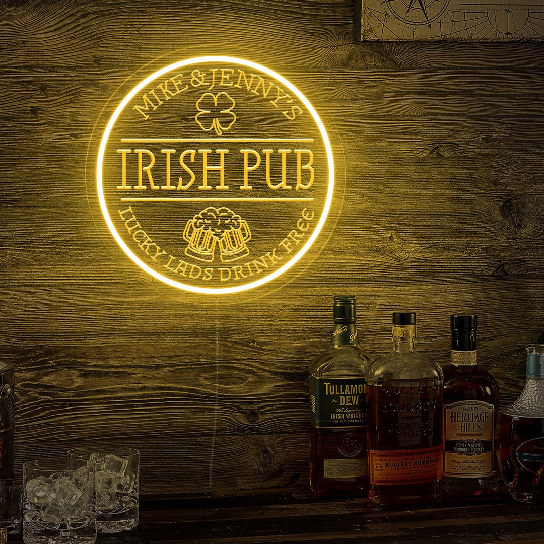 Custom Name Irish Pub Neon Sign,whiskey Irish Bar,irish Whiskey Pub ...