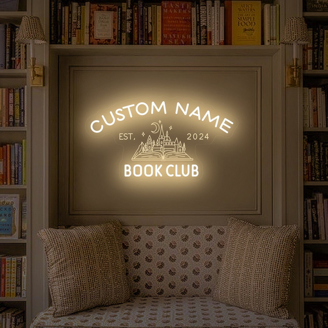 Custom Book Club Neon Sign, Custom Name Book Club,bookworm Gift, Book ...