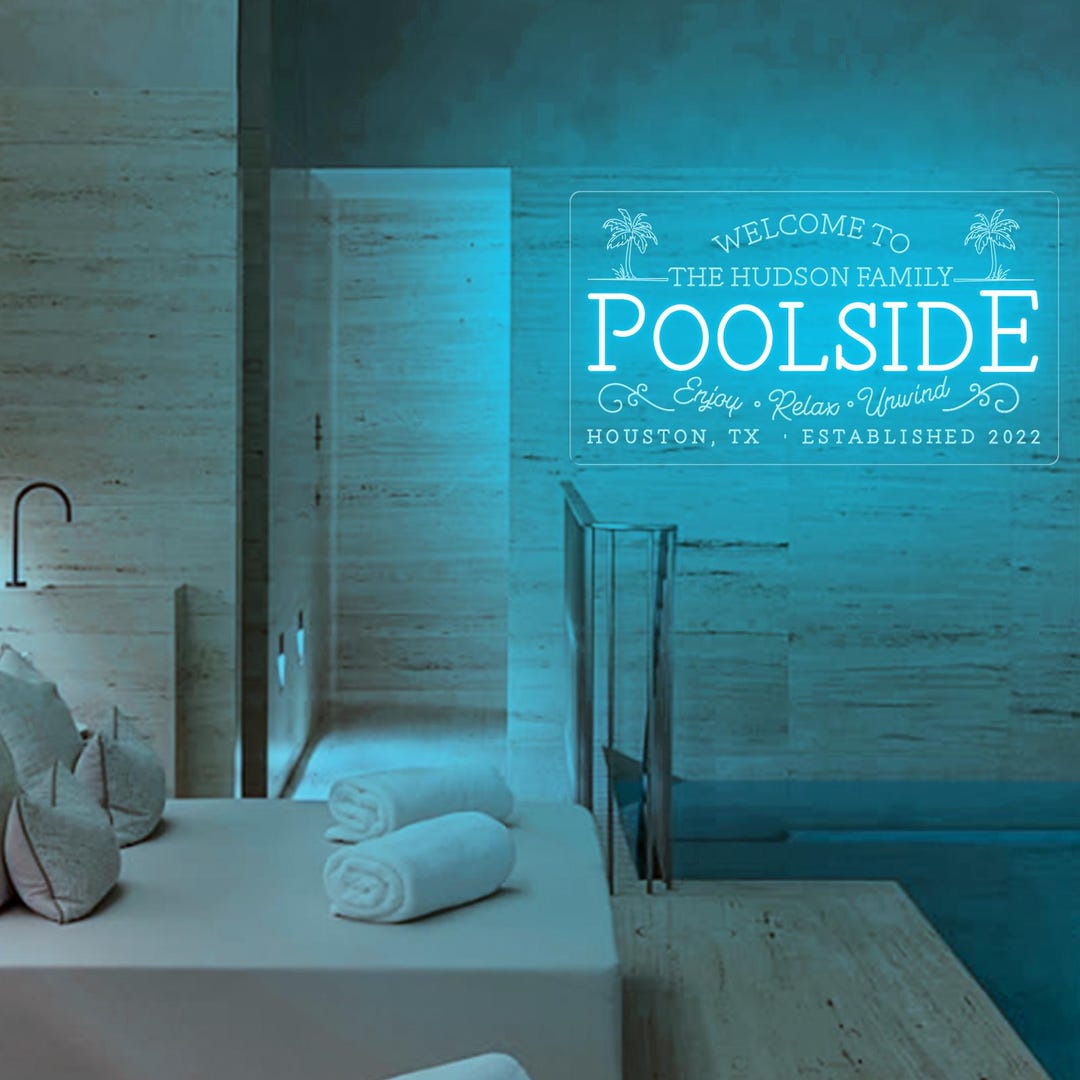 Personalized Poolside Neon Sign LED - Custom Outdoor Wall Decor - Etsy