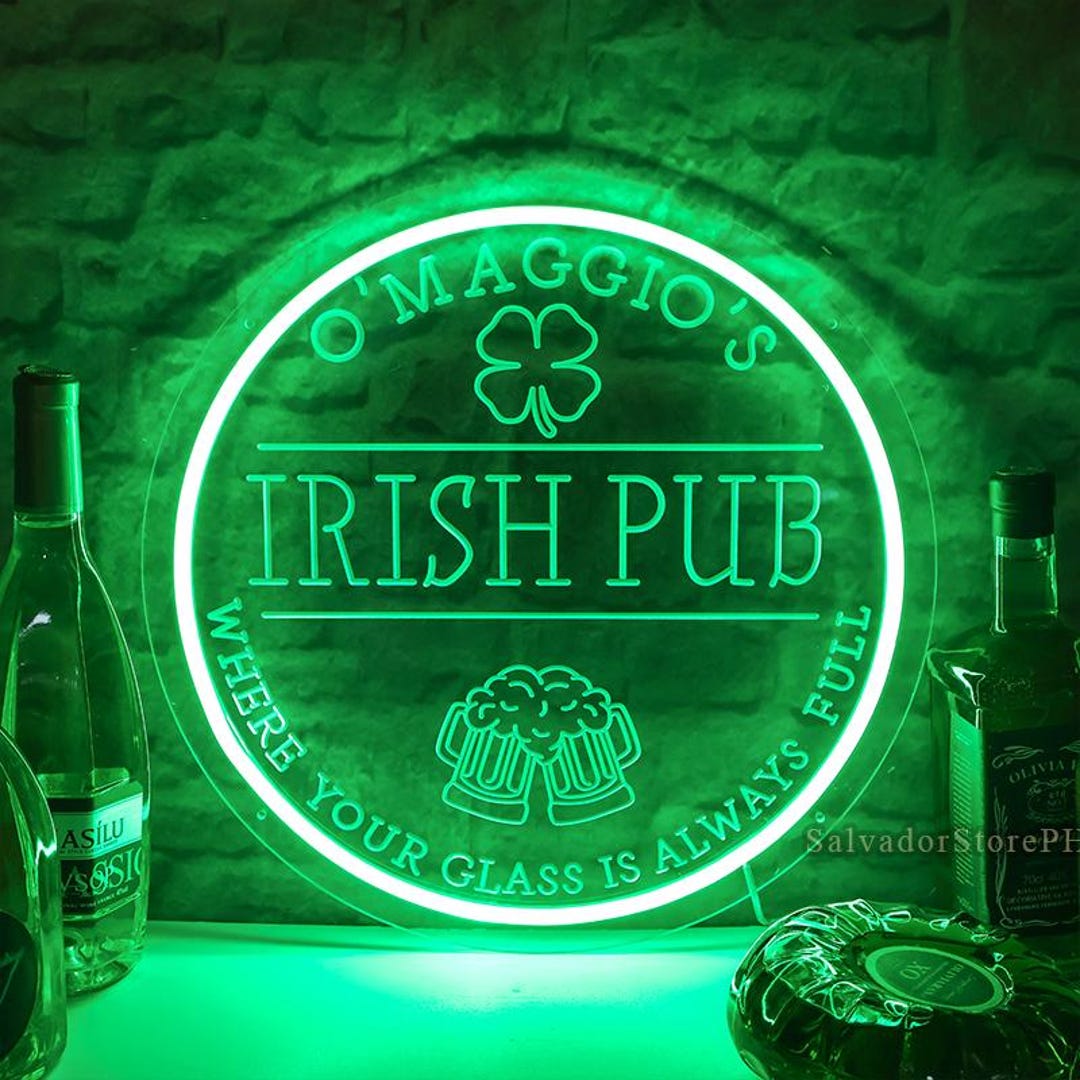 Custom Irish Pub Neon Sign,whiskey Irish Bar,irish Whiskey Pub Wall ...