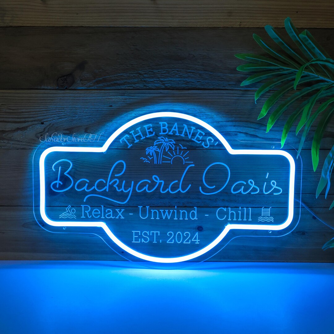 Personalized Backyard Pool Neon Sign Led,outdoor Wall Decor,pool Signs ...