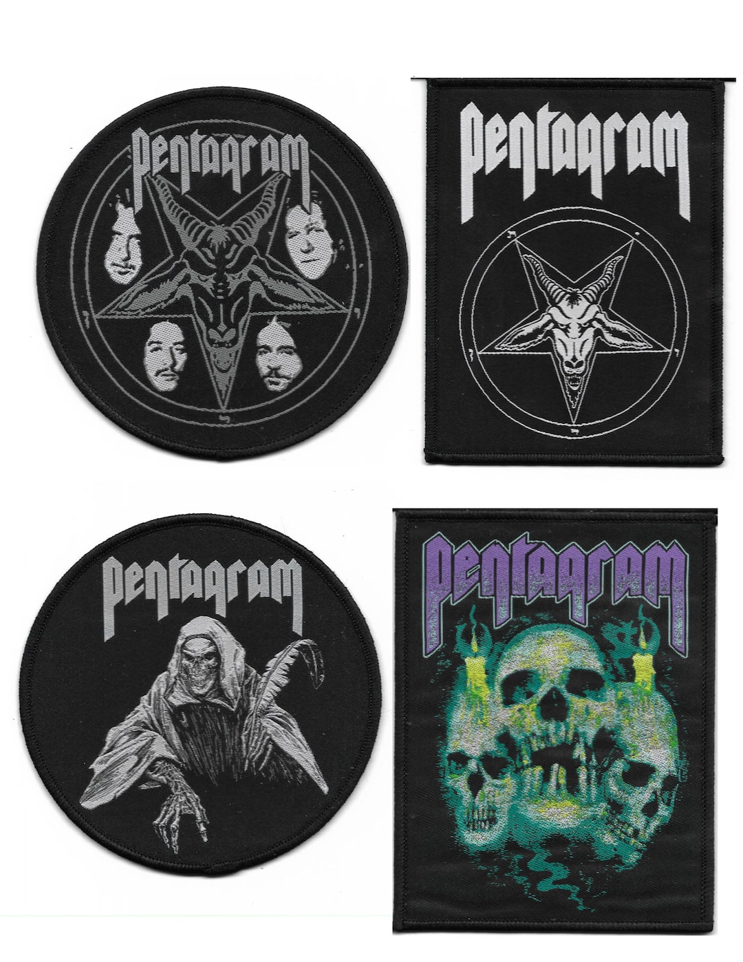 Pentagram-bundle Embroidered Woven Patches-doom Heavy Metal Rock Band ...