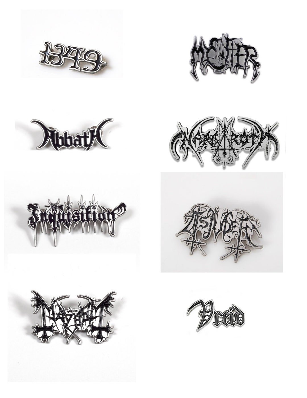 Black Metal-logo Enamel Pins Bundle-heavy Metal Rock Band Music, Music ...