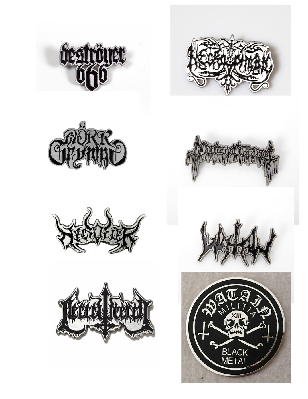 Black Death Metal-logo Enamel Pins-heavy Metal Rock Band Music, Music ...
