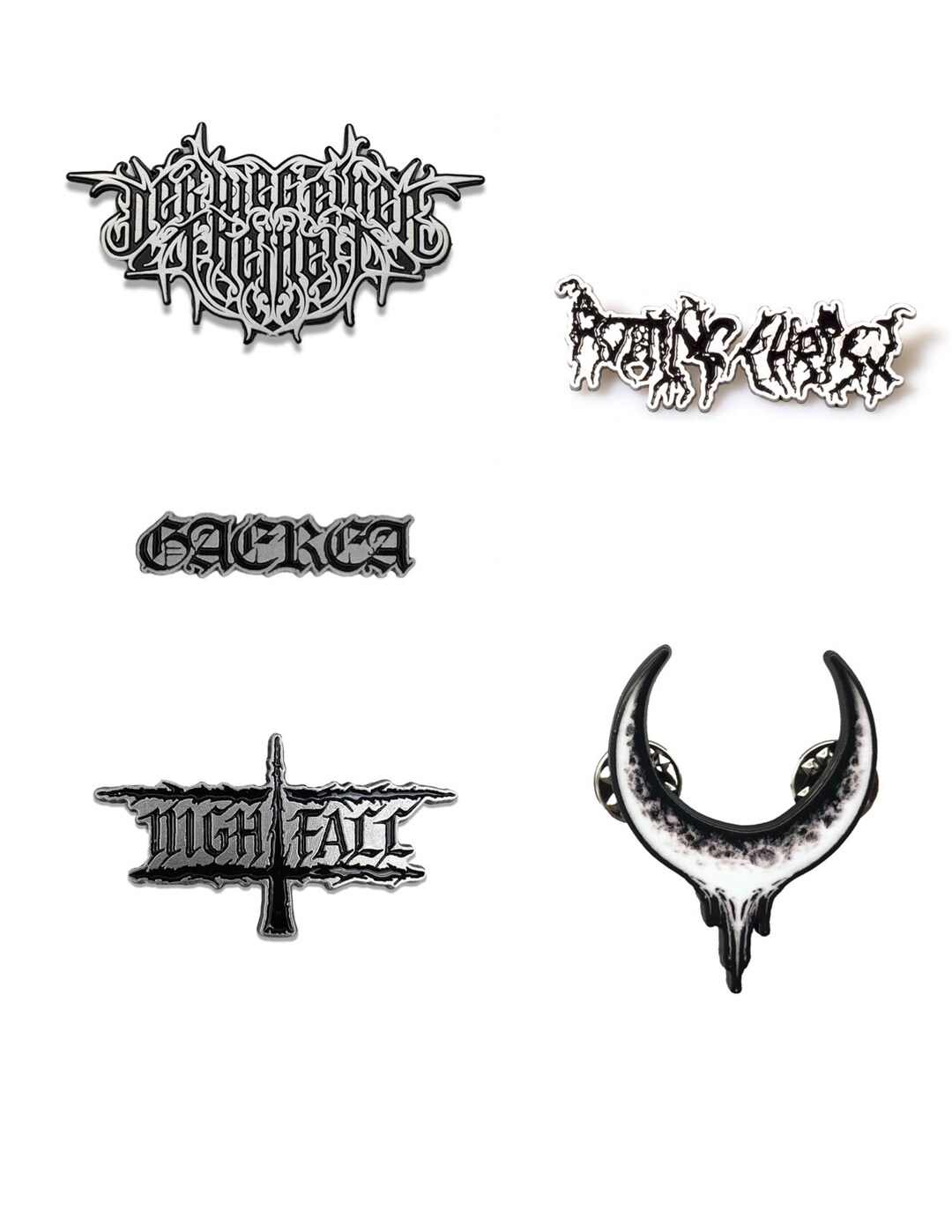 Black Metal Band Logo Enamel Pin Bundle: Der Weg, Gaerea, Nightfall ...