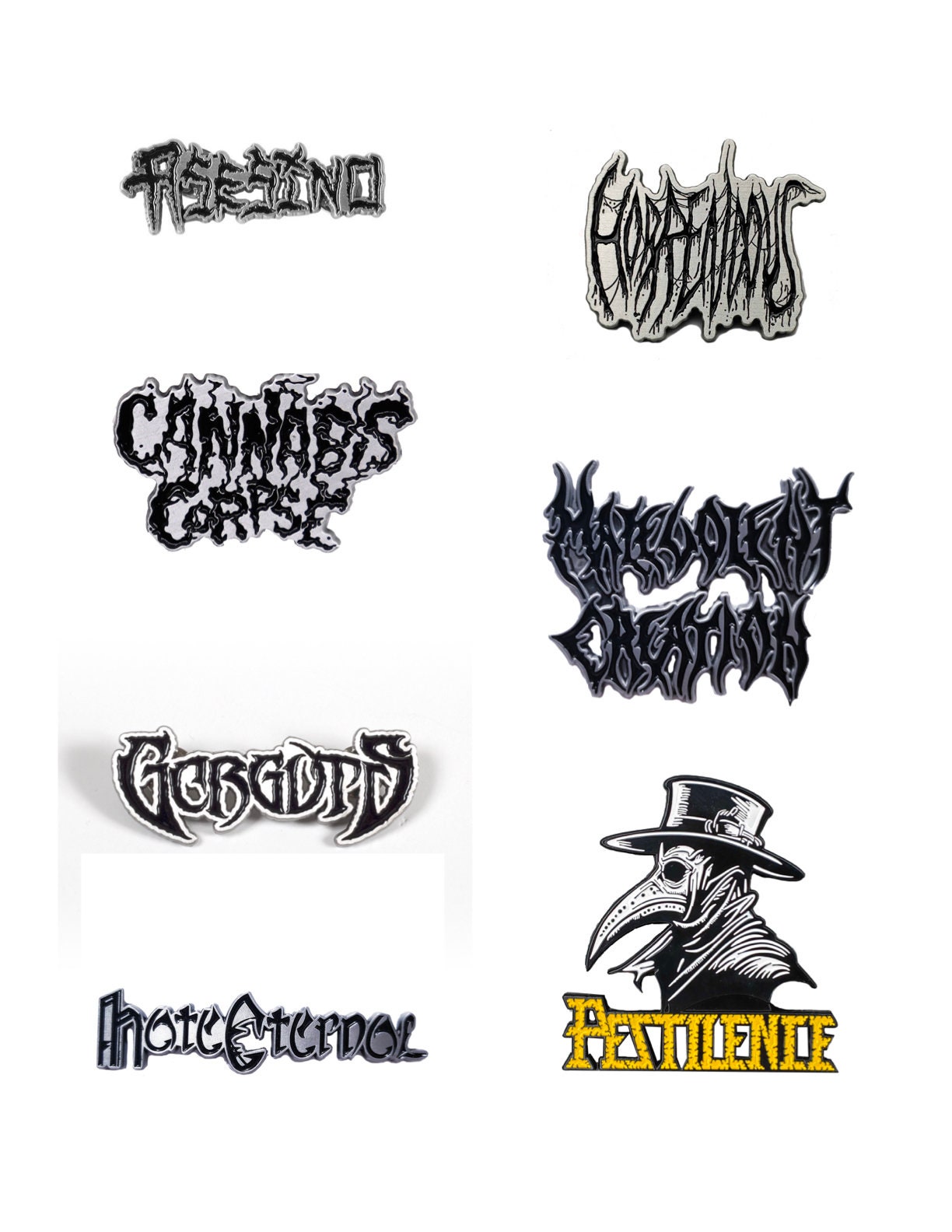 Death Metal-logo Enamel Pins Bundle-heavy Metal Rock Band Music, Music ...