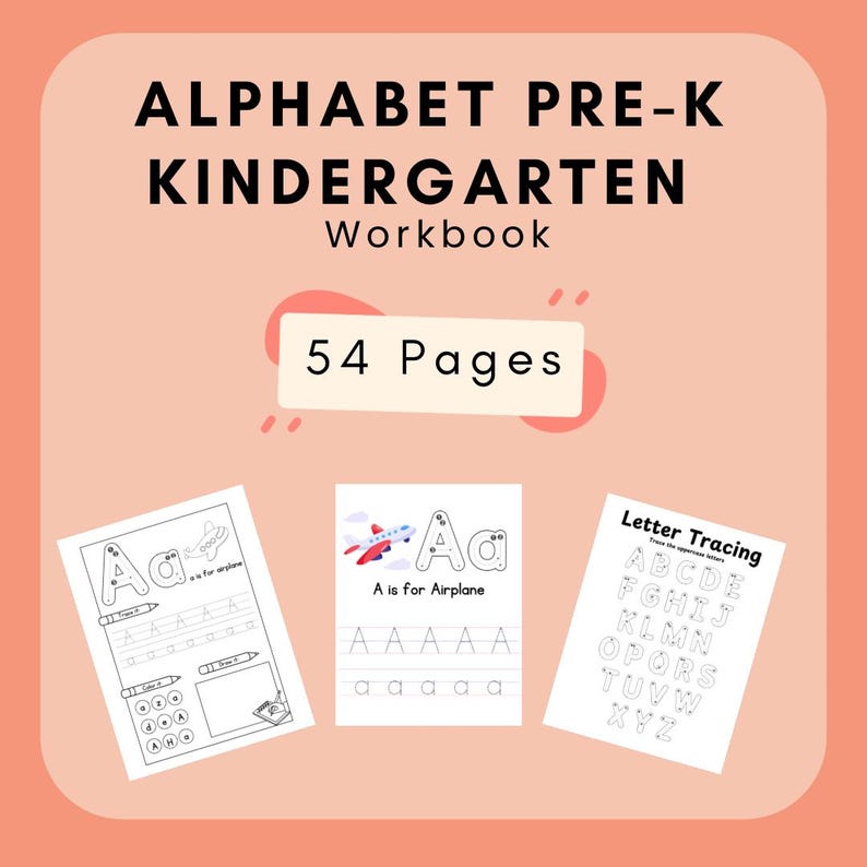 Pre-k/kindergarten Alphabet Workbook - Etsy