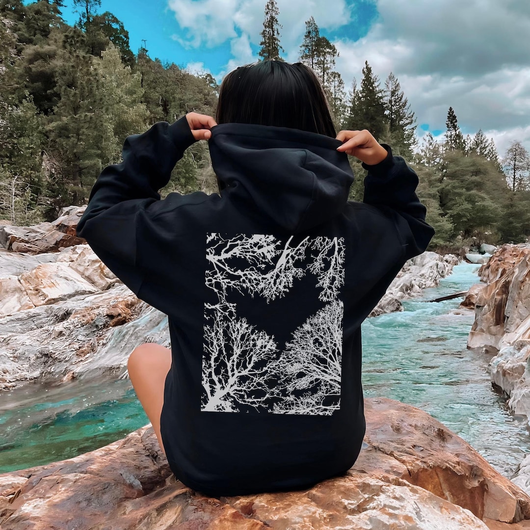 Forest Trees Hoodie, Nature Lover Gift, Hiking Hoodie, Heart Nature ...