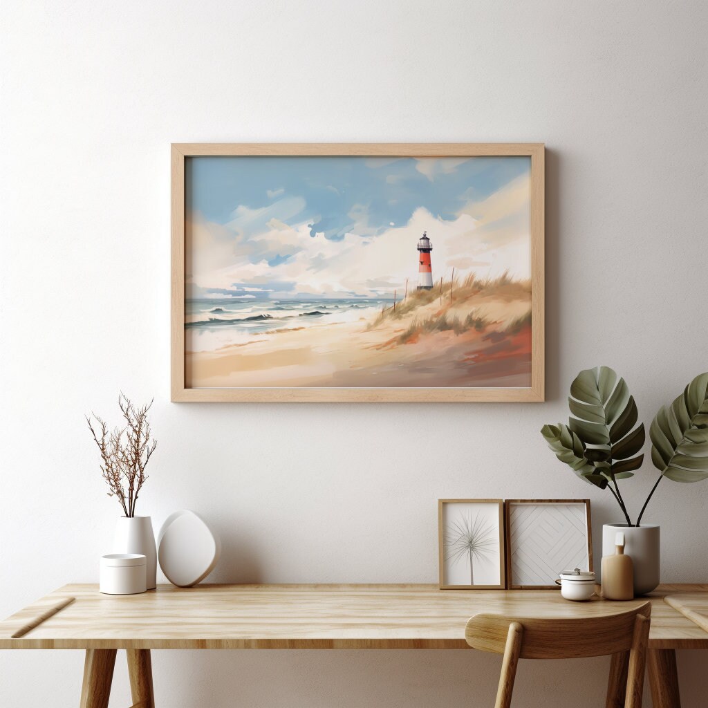 Printable Beach Landscape Painting, Landscape Art Print, Summer Beach ...